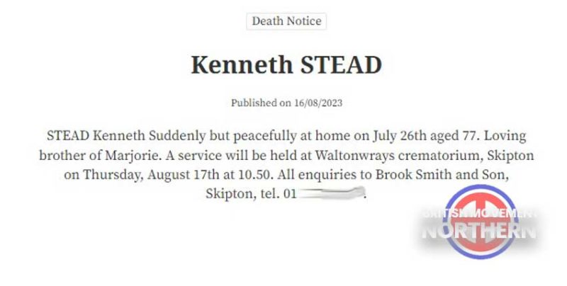 Ken Stead - Rest In Peace Comrade - British Movement Northern Region